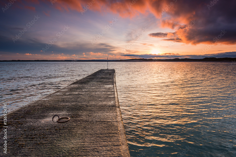Beadnell Harbour South Pier, at Beadnell village on the Northumberland ...