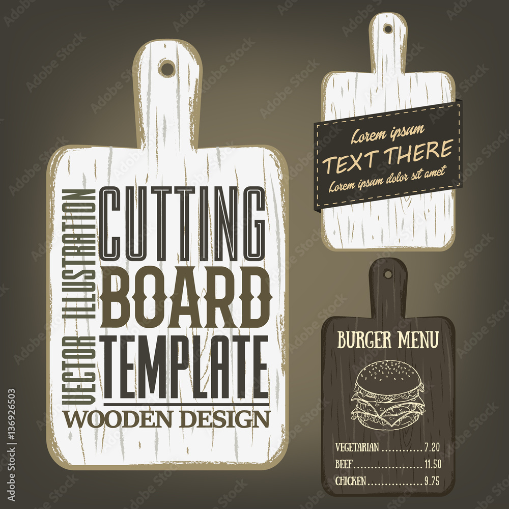 Wood rectangular cutting board template with handle and usage examples ...