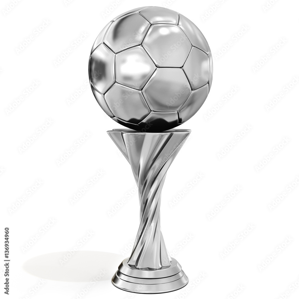 silver trophy with soccer ball Stock Photo | Adobe Stock