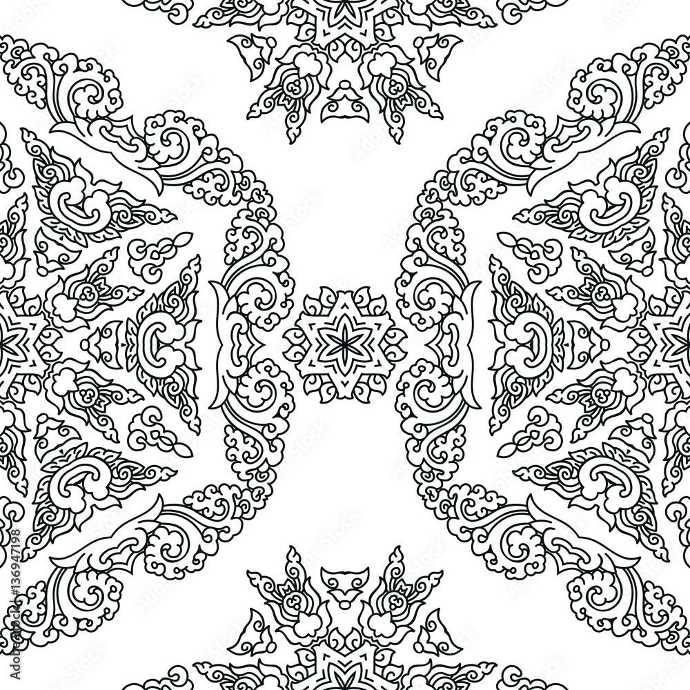 Vector seamless pattern ethnic style background. Vintage decorative ...