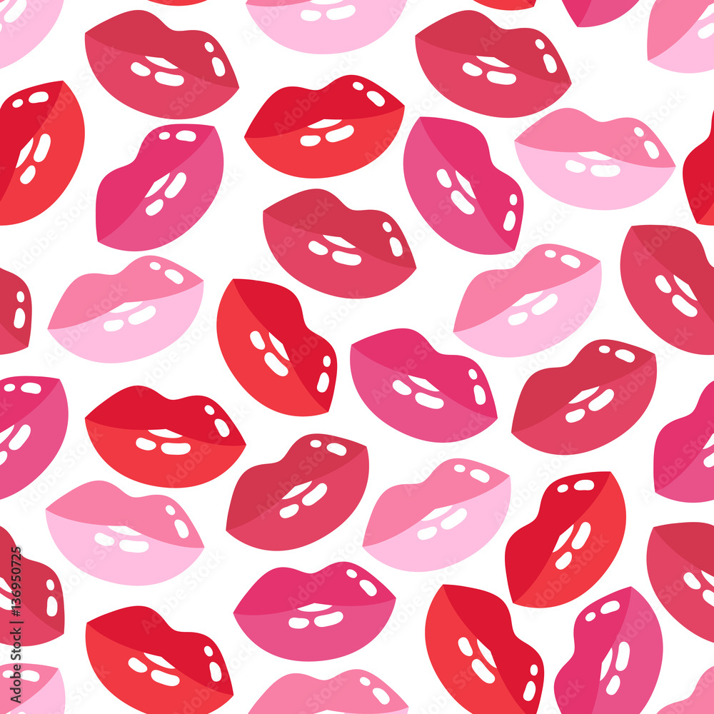 Vector seamless pattern background of lips prints Stock Vector | Adobe ...
