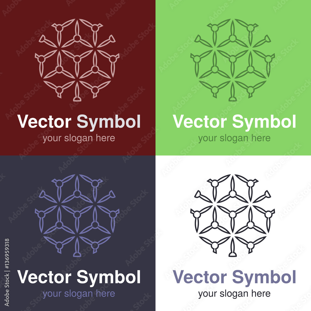 Vector set of abstract green, red, blue and black white logo design ...
