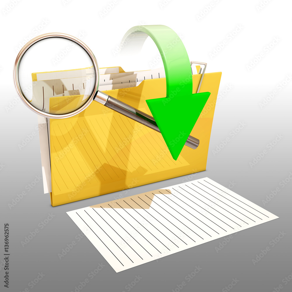 yellow folder icon with magnifying glass, 3d rendering Stock ...