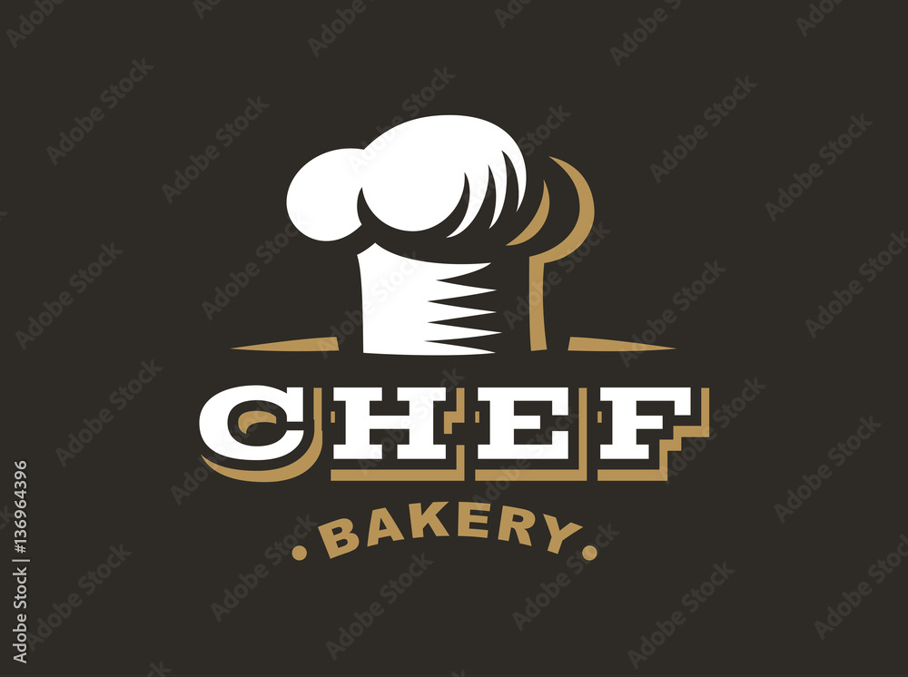 Chef logo - vector illustration. Bakery emblem design on black ...