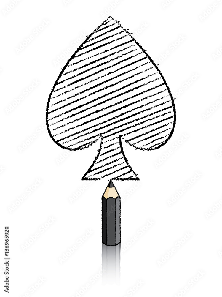 Black Pencil Drawing Ace of Spades Playing Card Icon Stock Vector ...