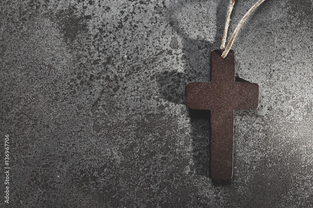 Basic cross on concrete background for grief cards Stock Photo | Adobe ...