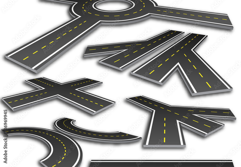 7 3D Road Icons 2 Stock Template | Adobe Stock