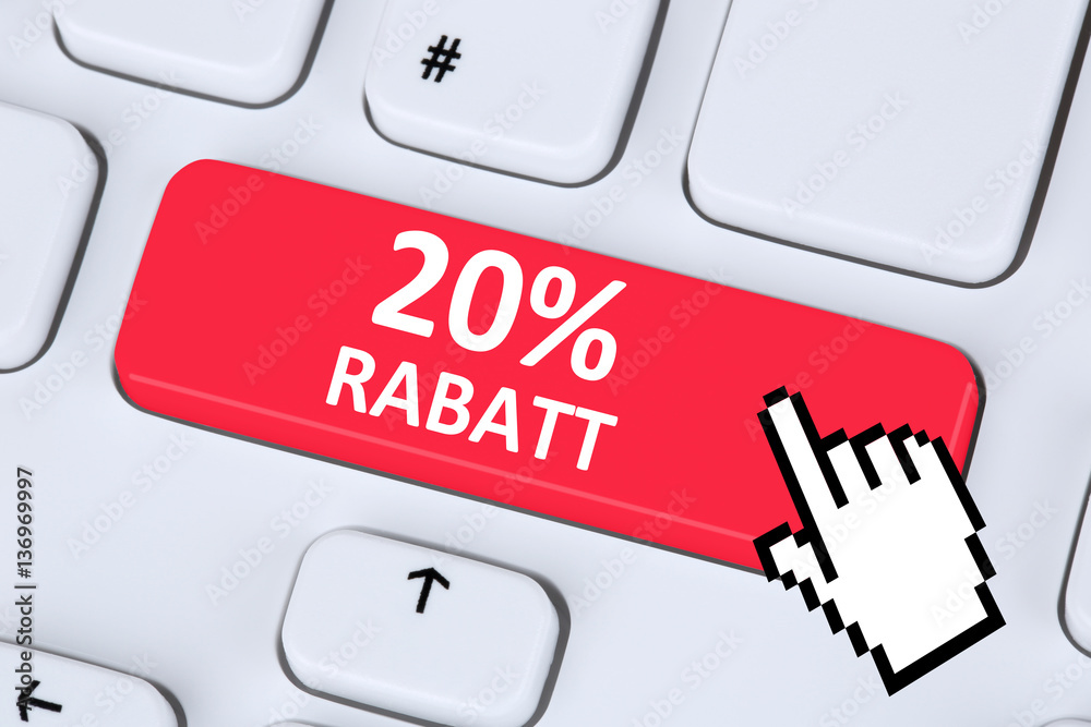 20% zwanzig Prozent Rabatt Button Aktion Bonus Shopping einkaufe Stock ...