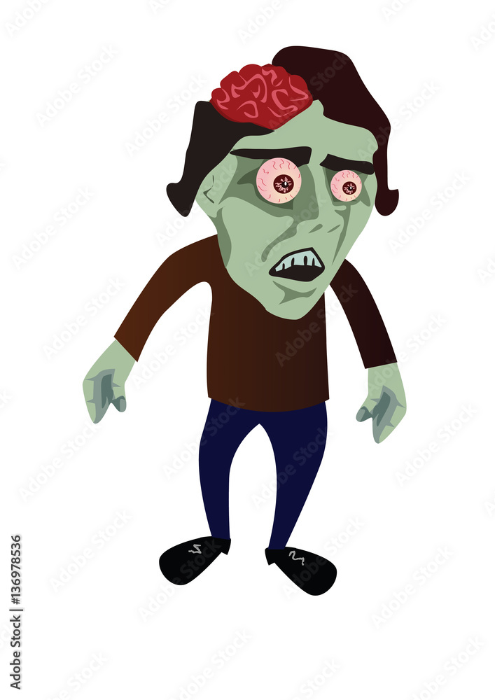 Cartoon running zombie. Vector clip art illustration. Stock Vector ...