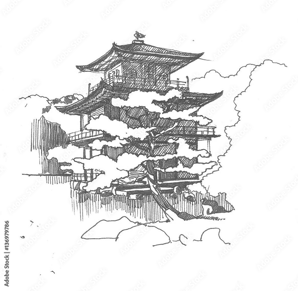 Japanese Pagoda Drawing