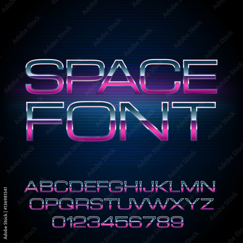 Sci-Fi retro font Stock Vector | Adobe Stock