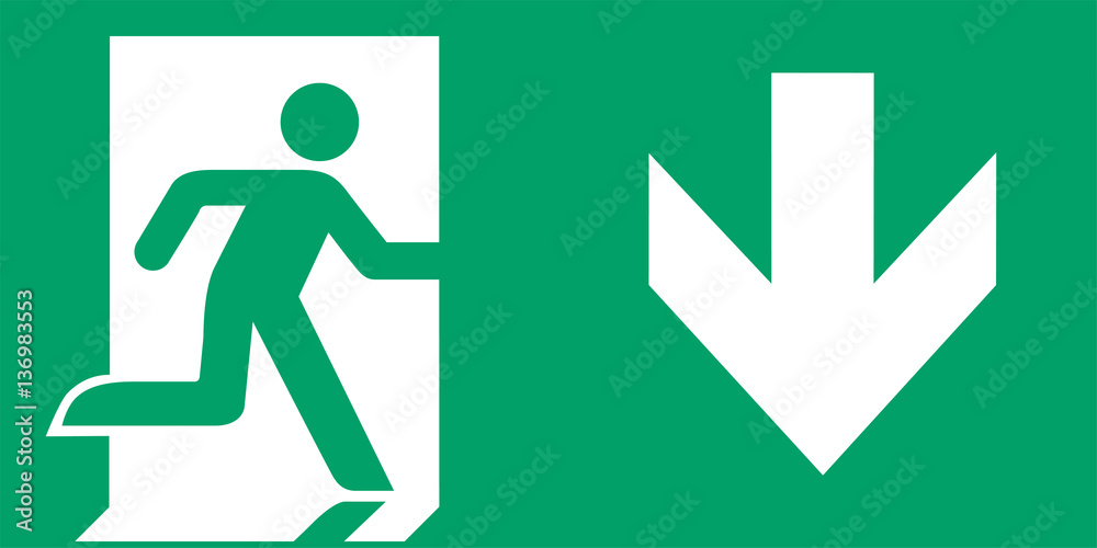 ISO 7010 E002 Emergency exit (right hand) Stock Vector | Adobe Stock