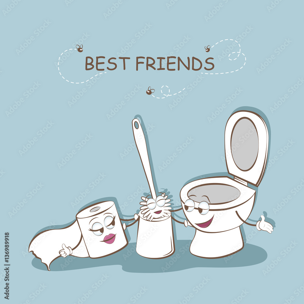 Best friends. Cute picture of a toilet and toilet paper and a toilet ...