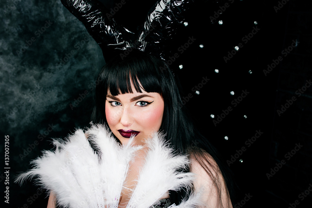 girl in a black dress in the demon's style Stock Photo | Adobe Stock