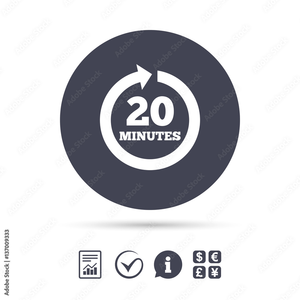 Every 20 minutes sign icon. Full rotation arrow. Stock Vector | Adobe Stock