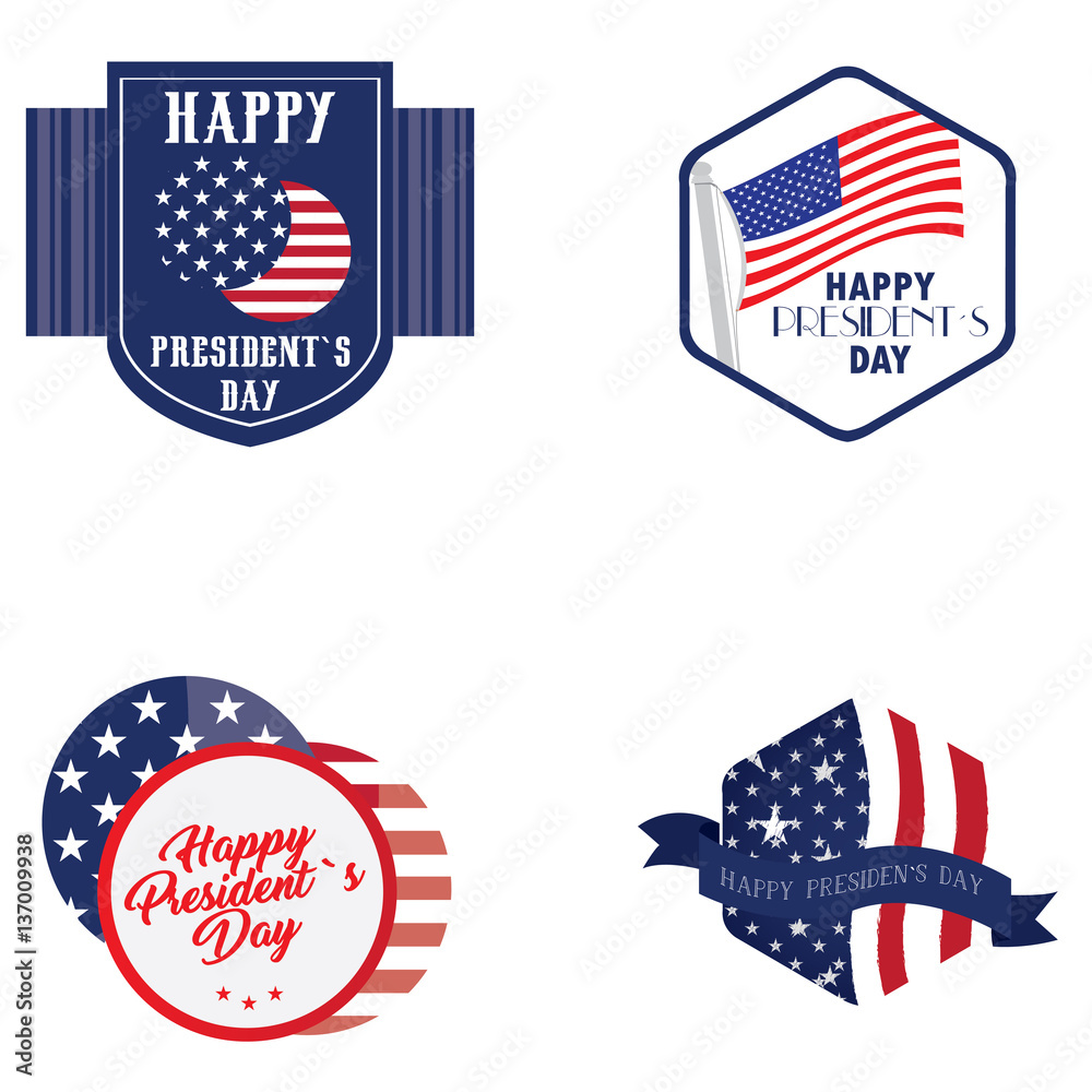 Set of president day stickers on a white background, Vector ...