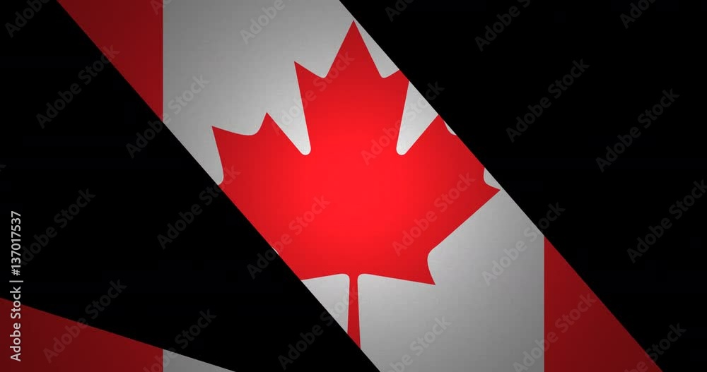 Zooming in on text Canada colored by national Canadian flag. Text ...