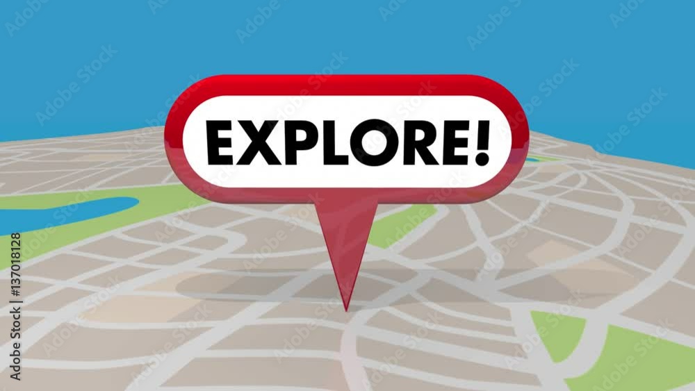 Explore Discover Adventure Travel Spot Trip Map Pin Word 3d Animation ...