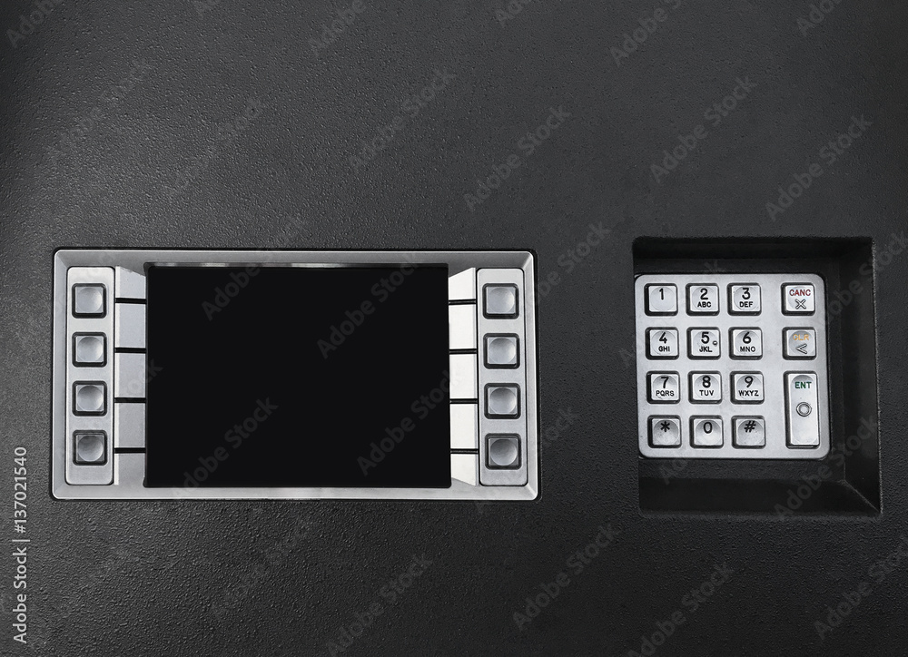 ATM screen with a key pad buttons. Stock Photo | Adobe Stock