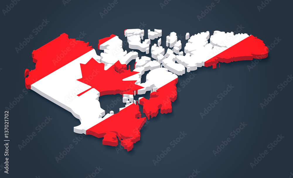 Canada 3D map dark background Stock Illustration | Adobe Stock