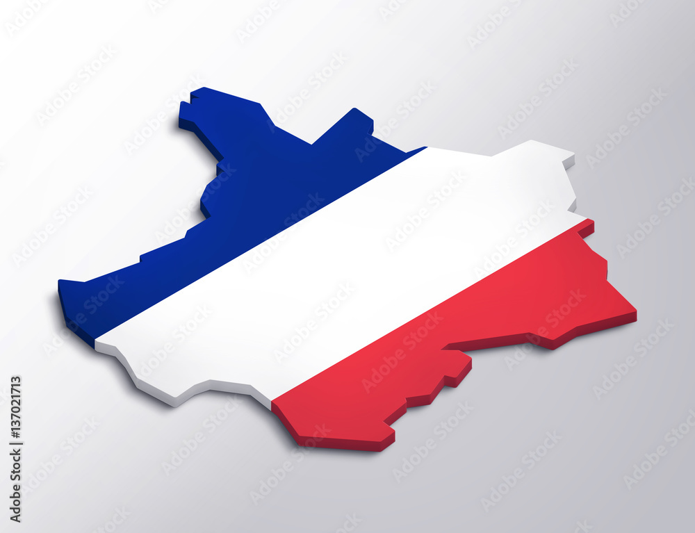 France 3D map white background Stock Illustration | Adobe Stock