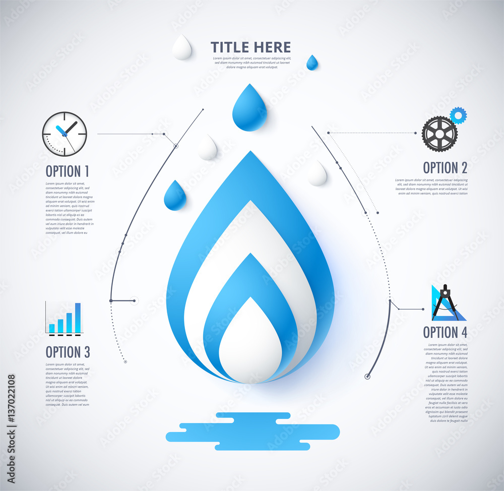infographic diagram of water concept. included icon and sample text ...
