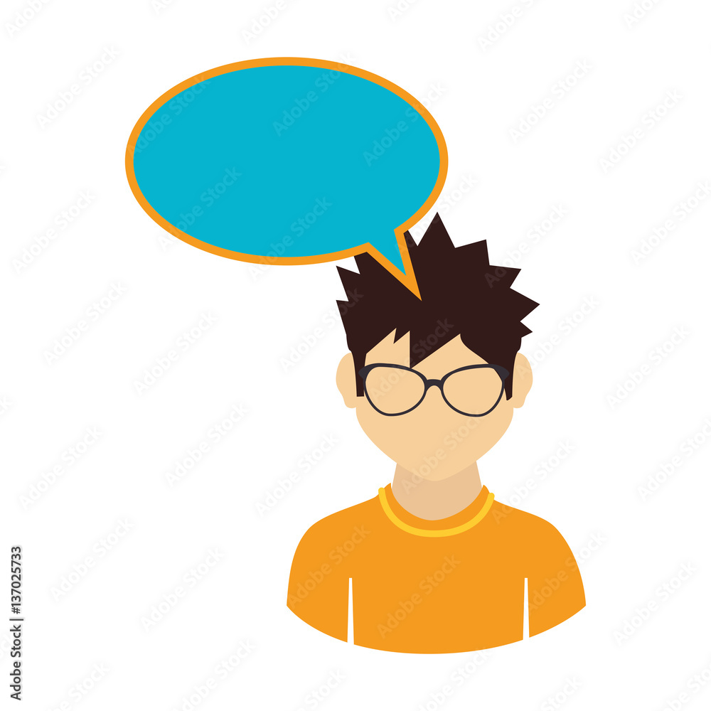 oval callout for dialogue with boy half body vector illustration Stock ...