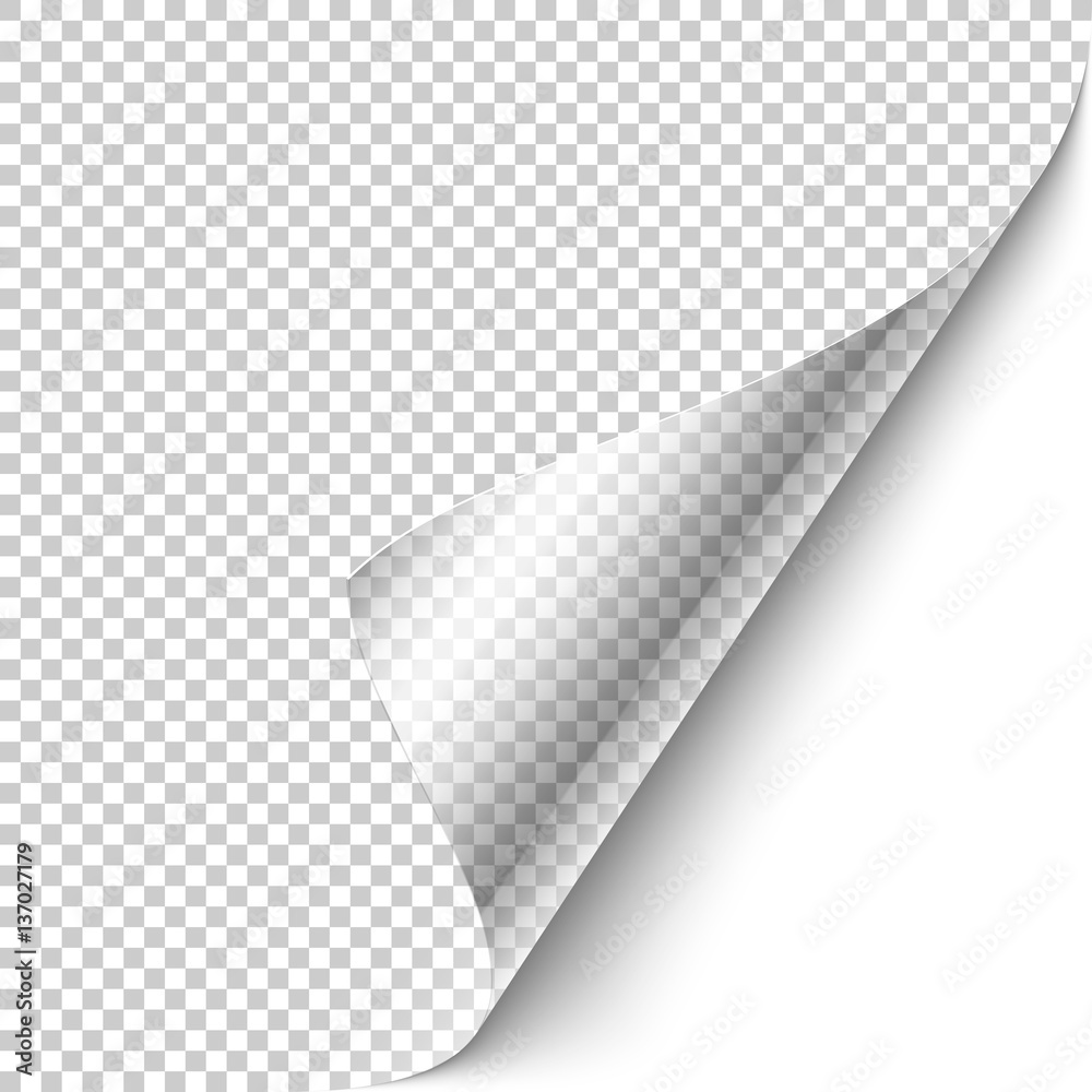 Curled corner design element on transparent background realistic ...
