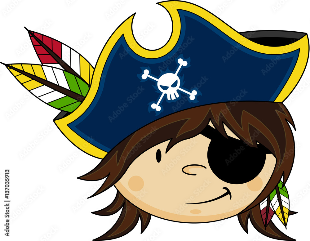 Cute Cartoon Eye Patch Pirate captain Stock Vector | Adobe Stock