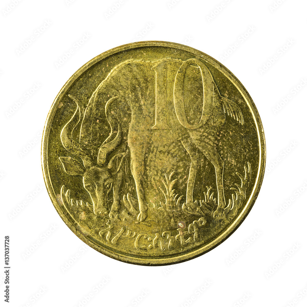 1 ethiopian birr coin reverse isolated on white background Stock Photo ...
