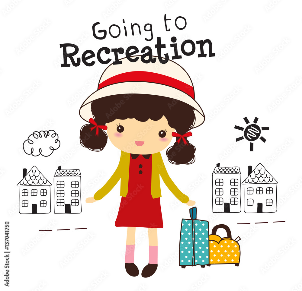 cute girl recreation cartoon Stock Vector | Adobe Stock