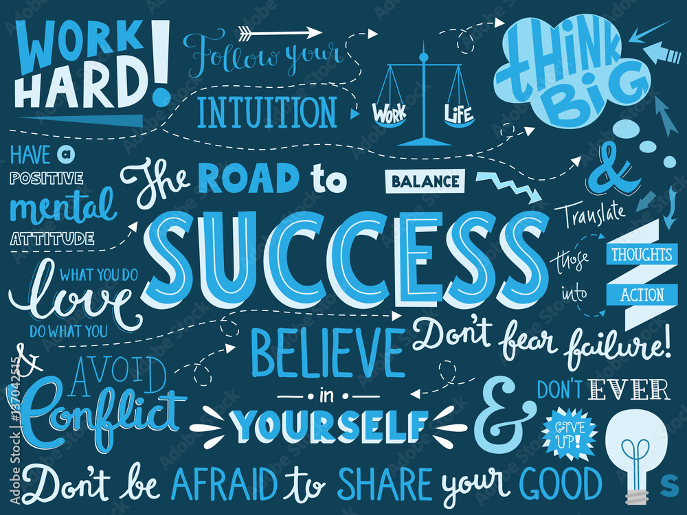 SUCCESS Hand Lettering Poster Stock Vector | Adobe Stock