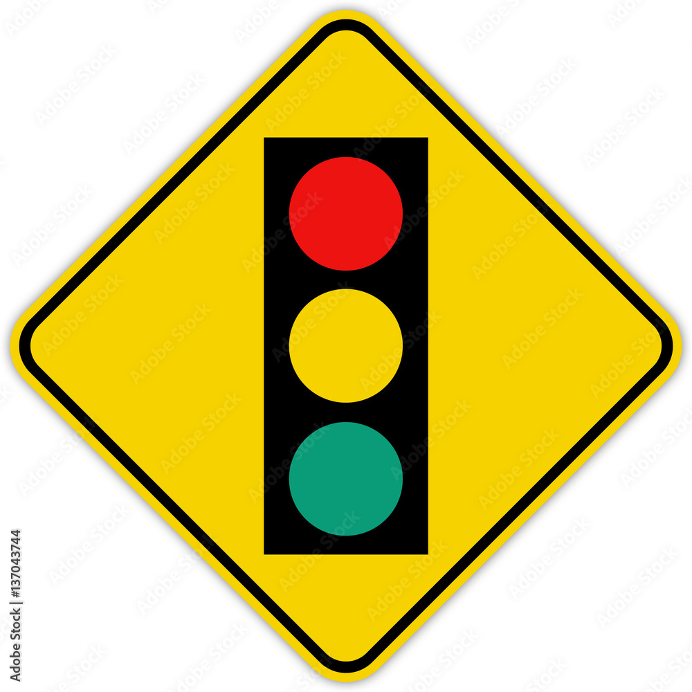 Panneau routier au Québec : Signal avancé de feux de circulation Stock ...