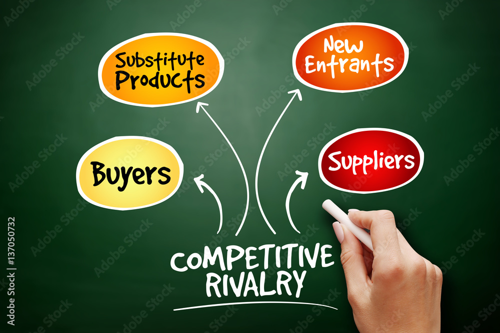 Competitive rivalry porter five forces business concept on blackboard ...