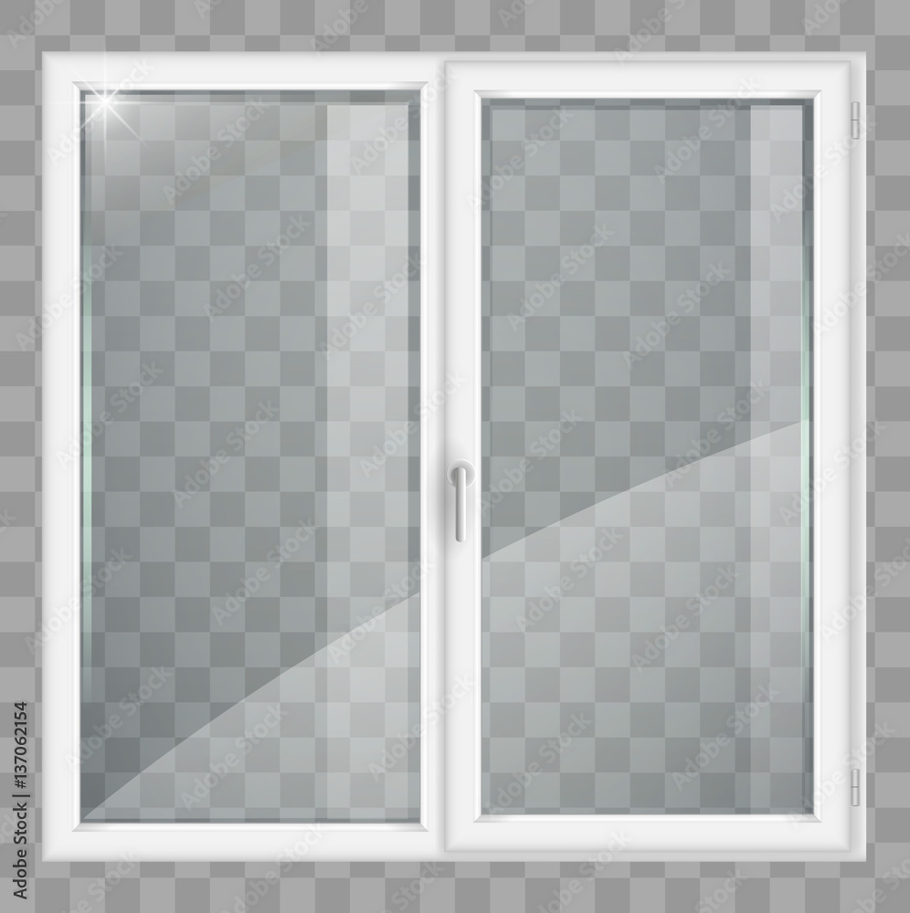 Modern white plastic wide window with a transparency effect for the ...