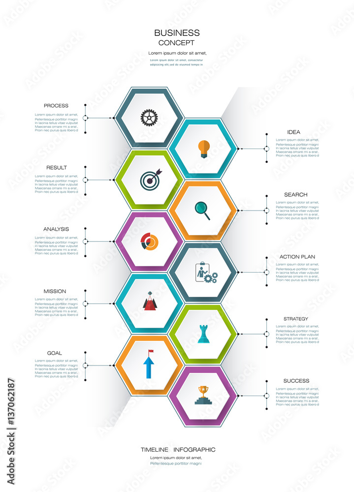 Vector infographics timeline design template with 3D paper label ...