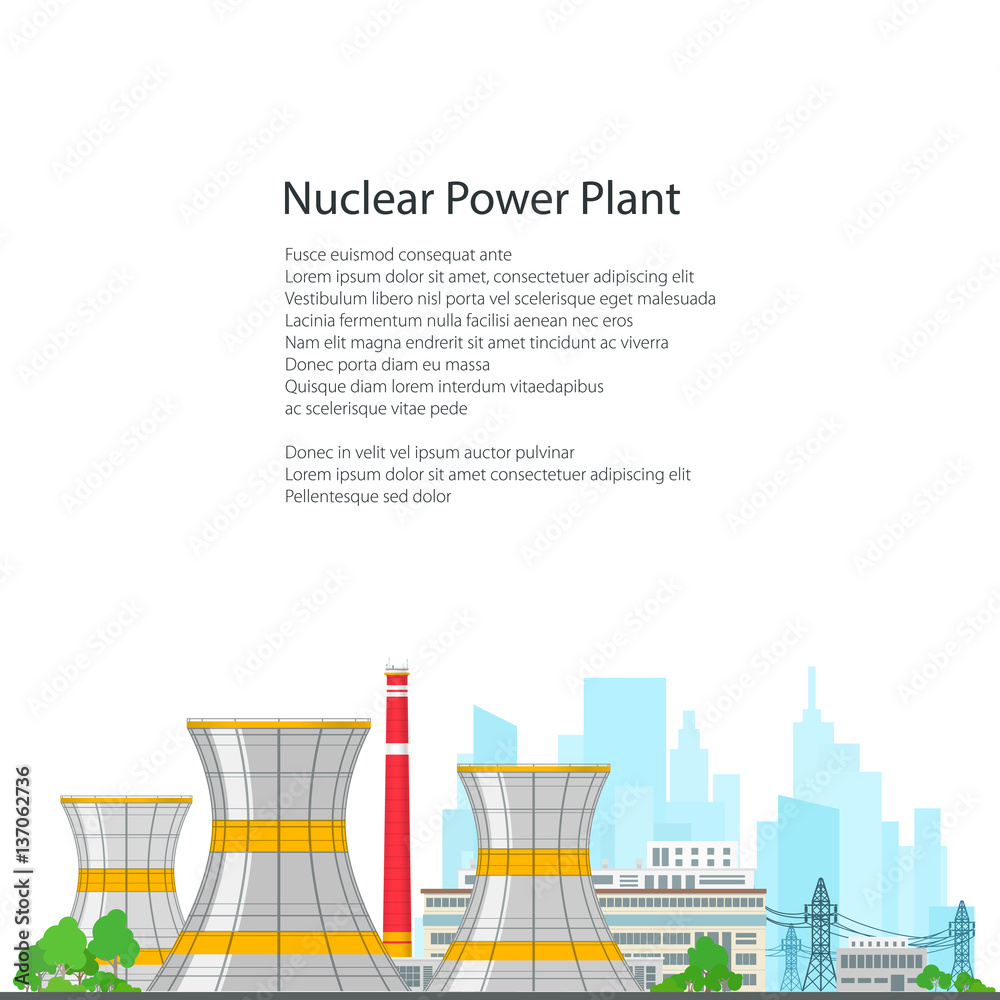Nuclear Power Plant on White Background , Thermal Power Station and ...