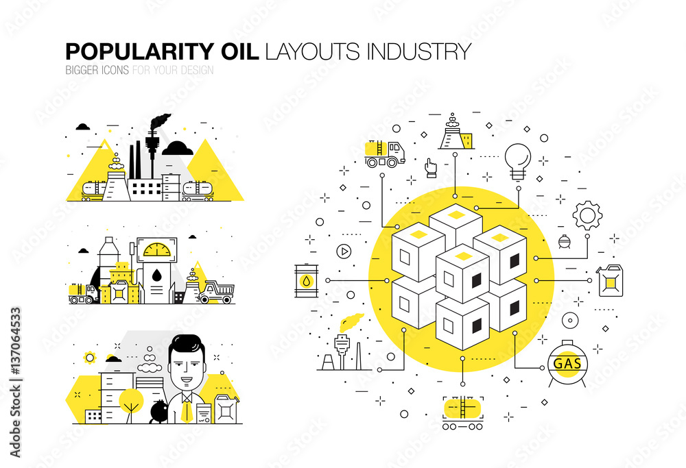 Popularity modern layouts oil industry in new flat line style with gas ...