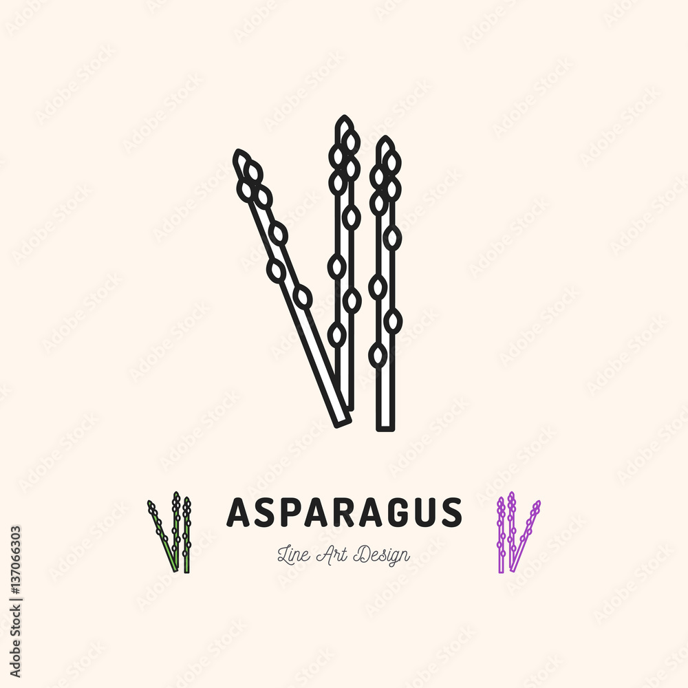 Asparagus icon Vegetables logo. Thin line art design, Vector outline ...