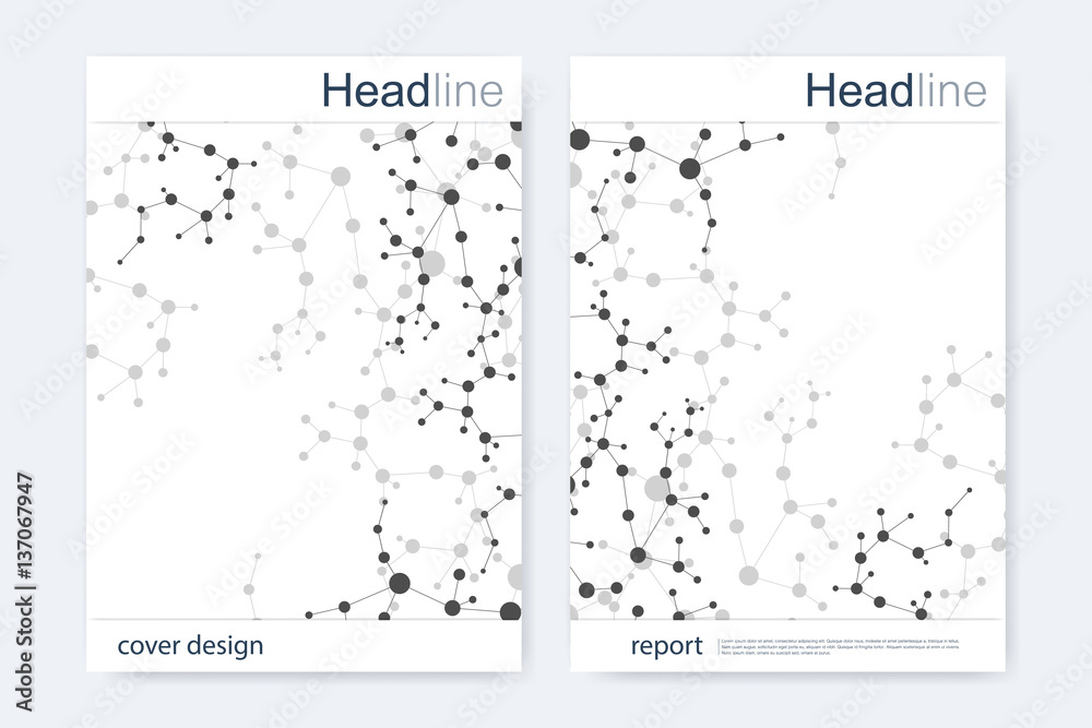 Scientific brochure design template. Vector flyer layout, Molecular ...