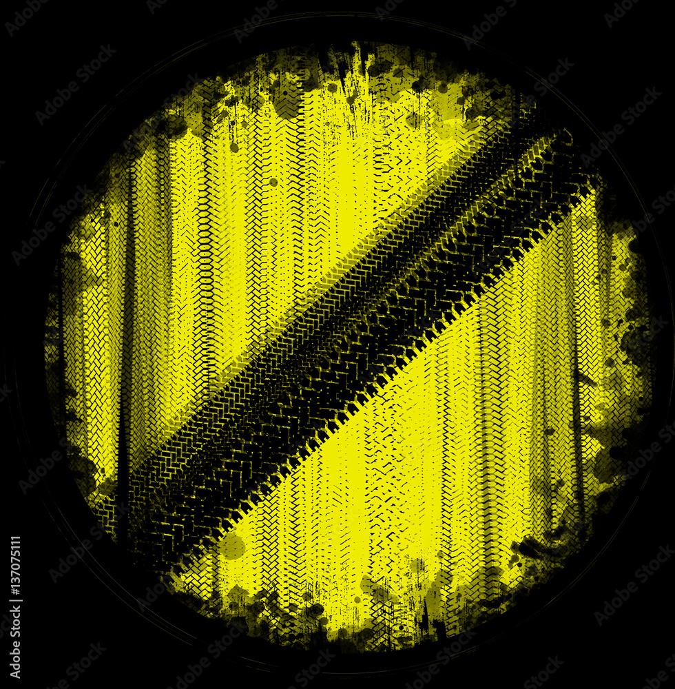 yellow sign tire marks Stock-Illustration | Adobe Stock