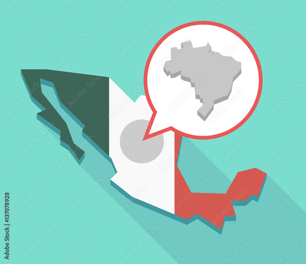 Long shadow Mexico map with a map of Brazil Stock Vector | Adobe Stock
