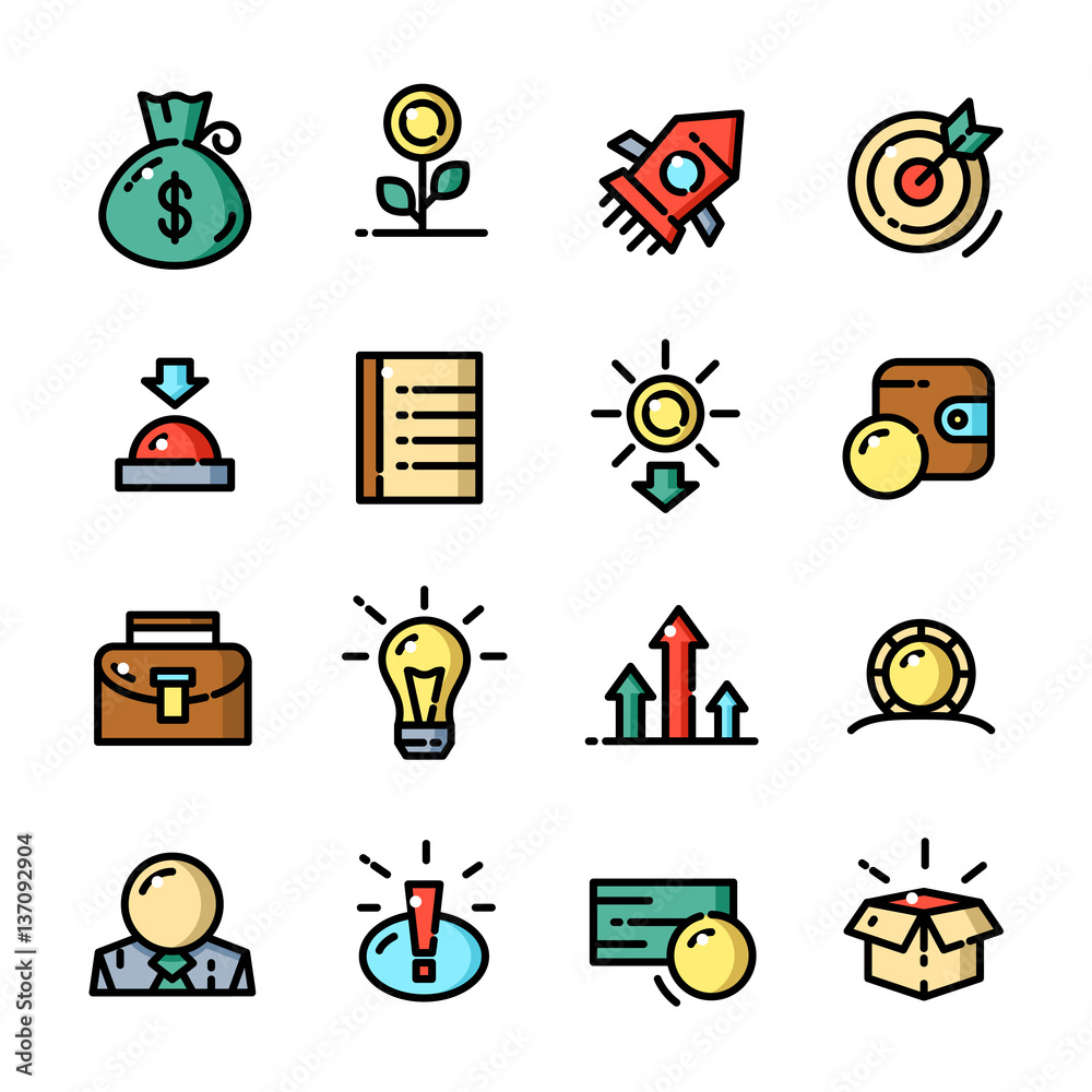 Thin line Start up icons set, vector illustration Stock Vector | Adobe ...