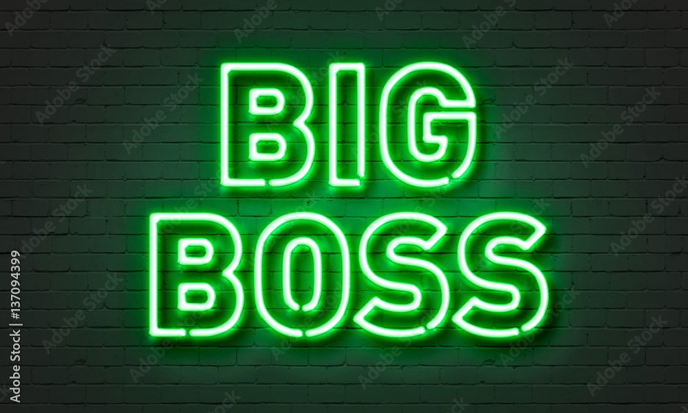 Big boss neon sign on brick wall background. Stock Illustration | Adobe ...