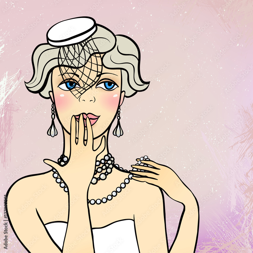 Vector illustration of a flapper girl. Stock Vector | Adobe Stock