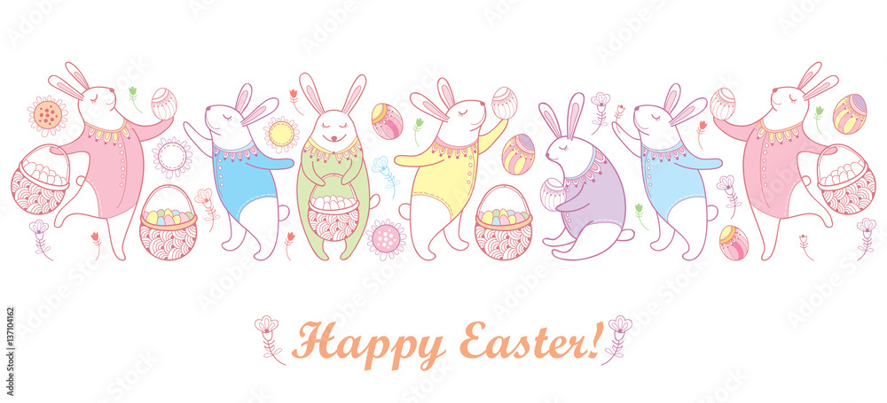 Vector Easter Bunny Border
