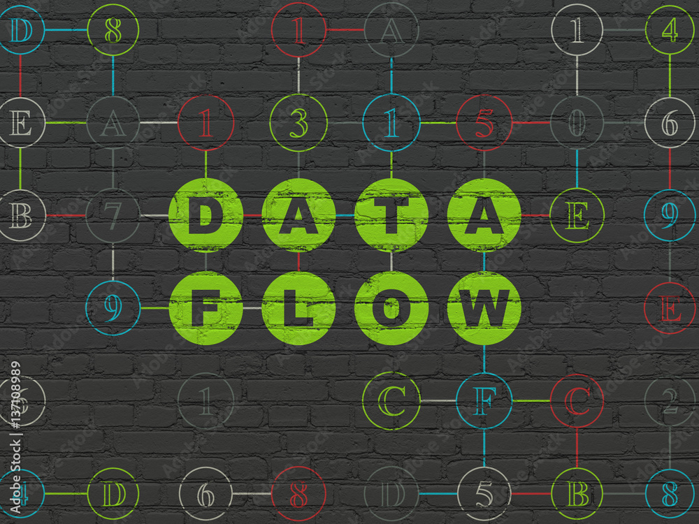 Illustrazione Stock Information concept: Data Flow on wall background ...