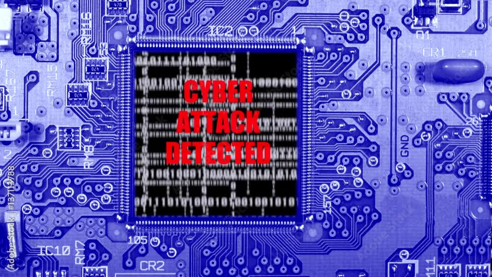 A computer cpu integrated circuit chip in a circuit board with a ...