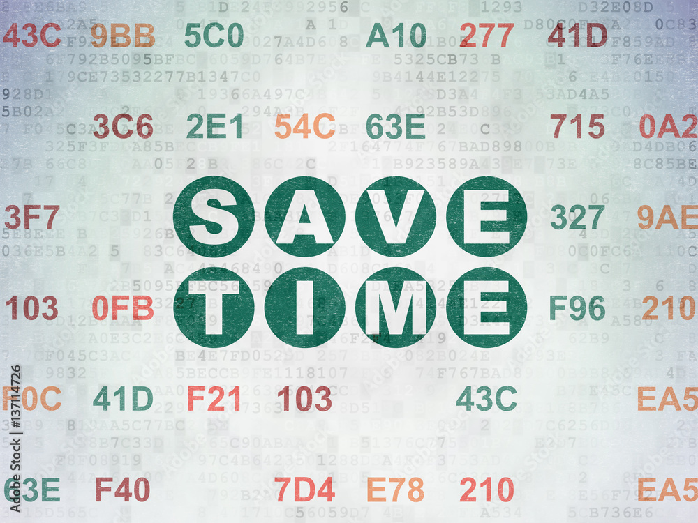 Time concept: Save Time on Digital Data Paper background Stock ...