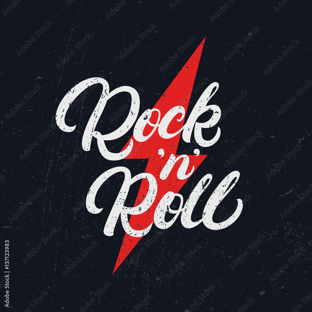 Rock and Roll hand written lettering text for tee print, banner, poster ...